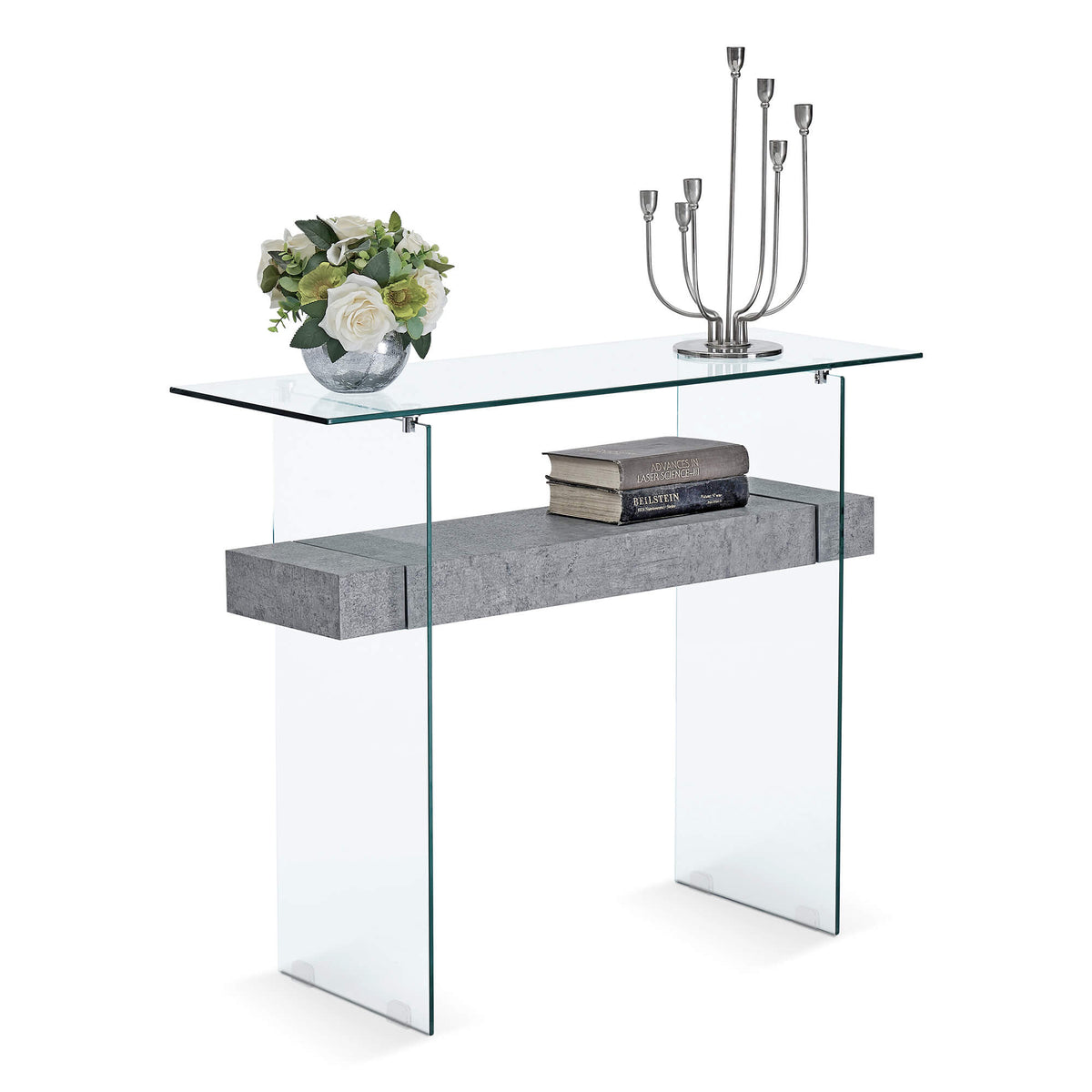 ivinta Glass Console Table with Storage, Small Narrow Entryway Table f ...